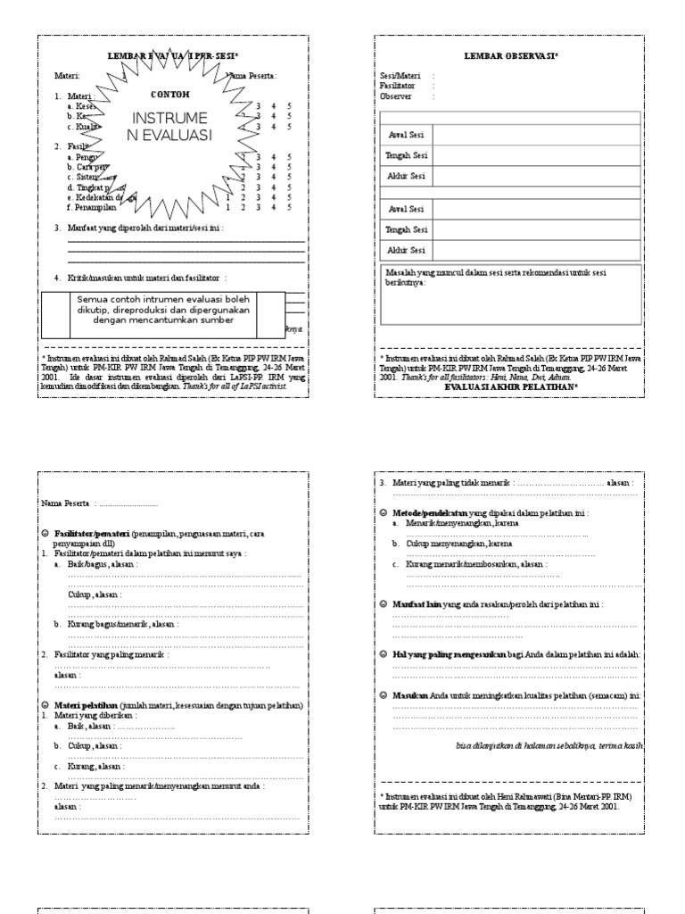Contoh Evaluasi Training | PDF