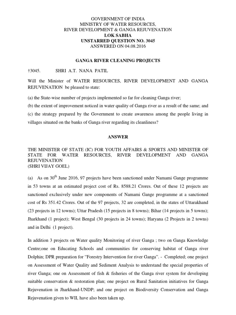 Ganga River Cleaning Project Overview | PDF | Environment | Water And ...