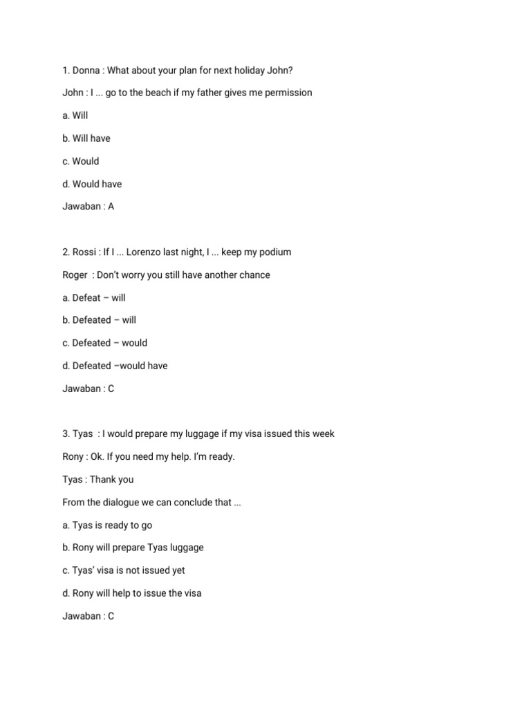 Contoh Soal Conditional Sentences | PDF
