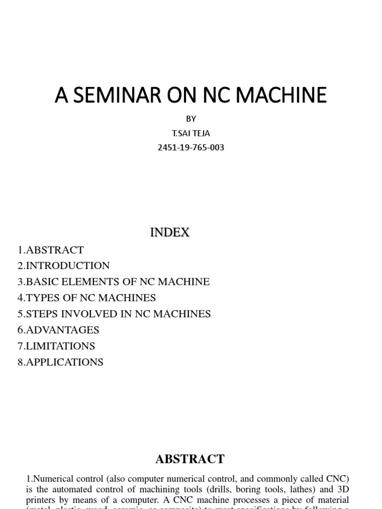 NC Machine Seminar Overview | PDF | Numerical Control | Metalworking