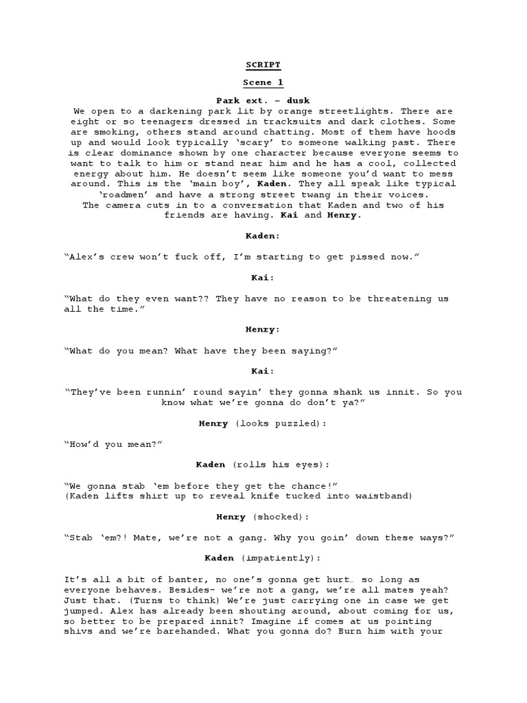 Script For Knife Crime Short Film | PDF