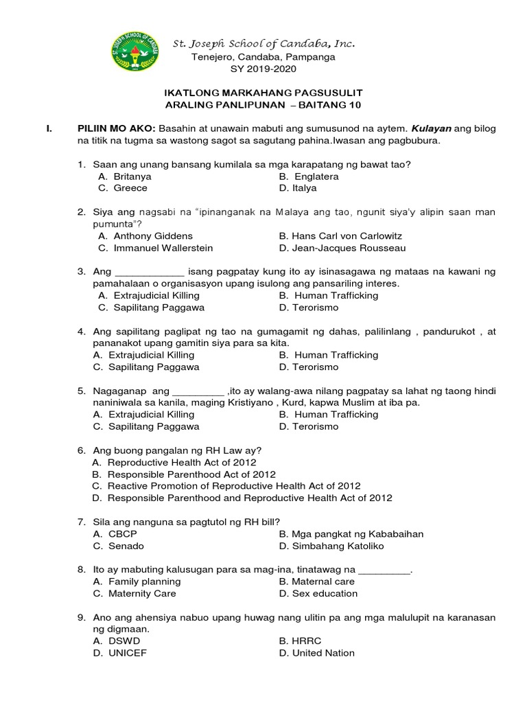 Araling Panlipunan Grade 10 3rd Q | PDF