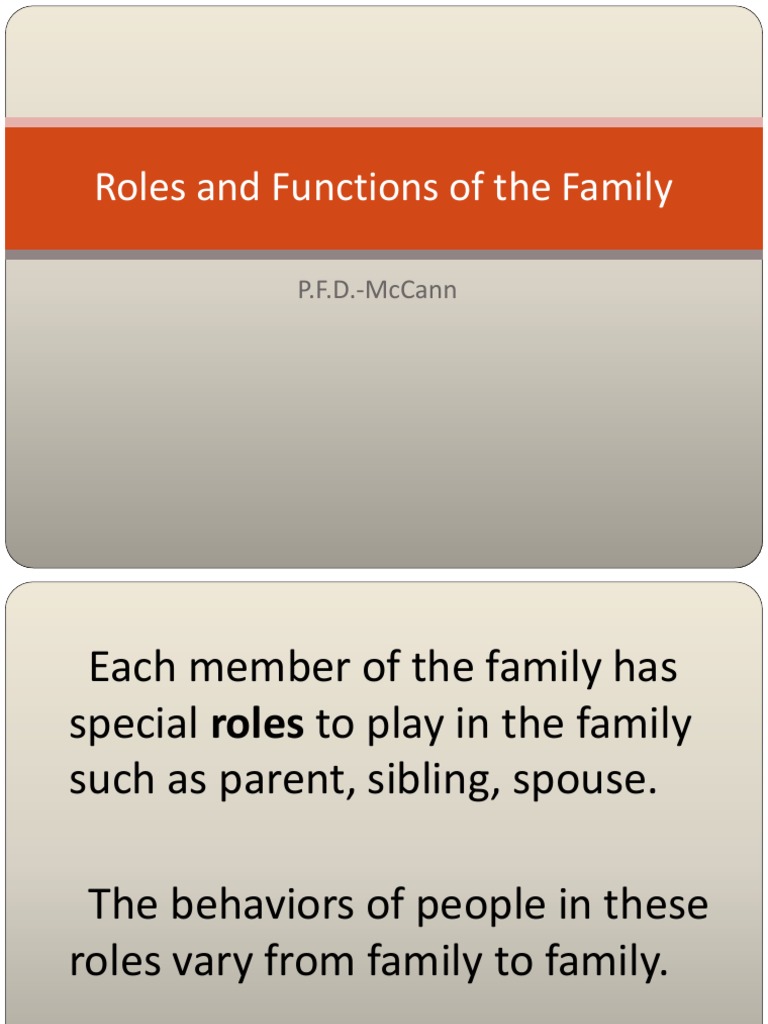 Roles and Functions of The Family | PDF