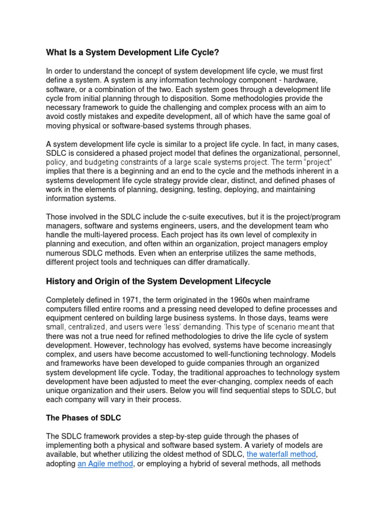 What Is A System Development Life Cycle | PDF | Software Development ...