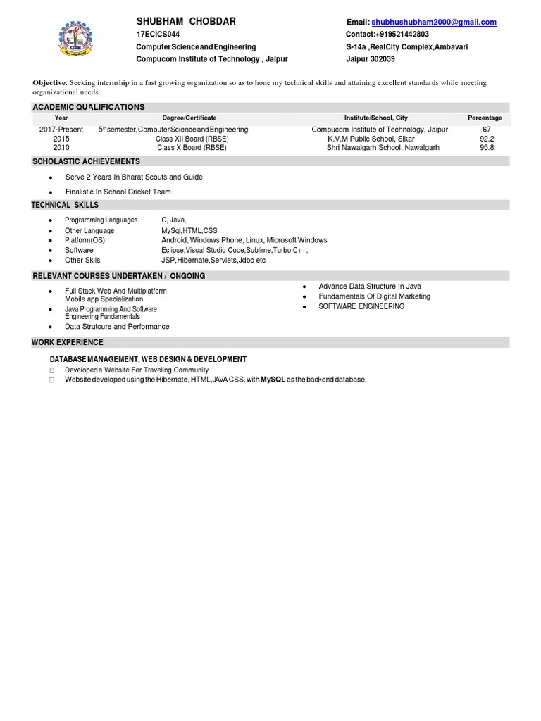 CV Aakash Anuj | PDF | Java (Programming Language) | Cross Platform Software