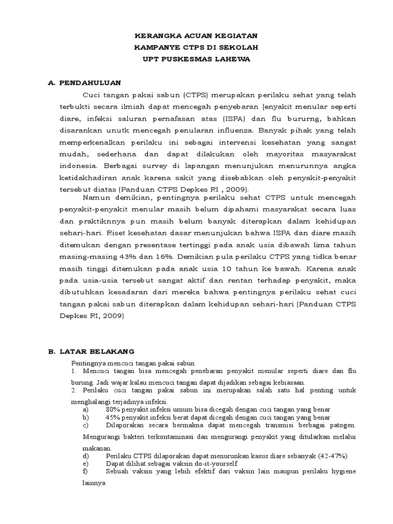 KAK Kampanye CTPS Di Sekolah | PDF