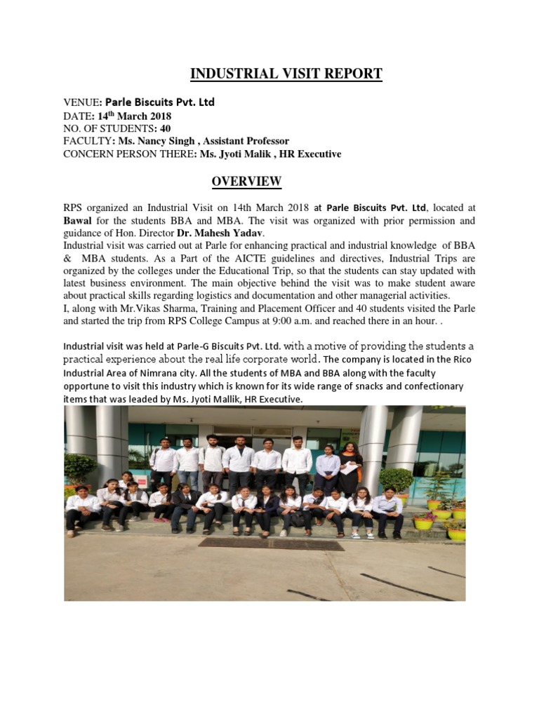 Industrial Visit Report | PDF | Business