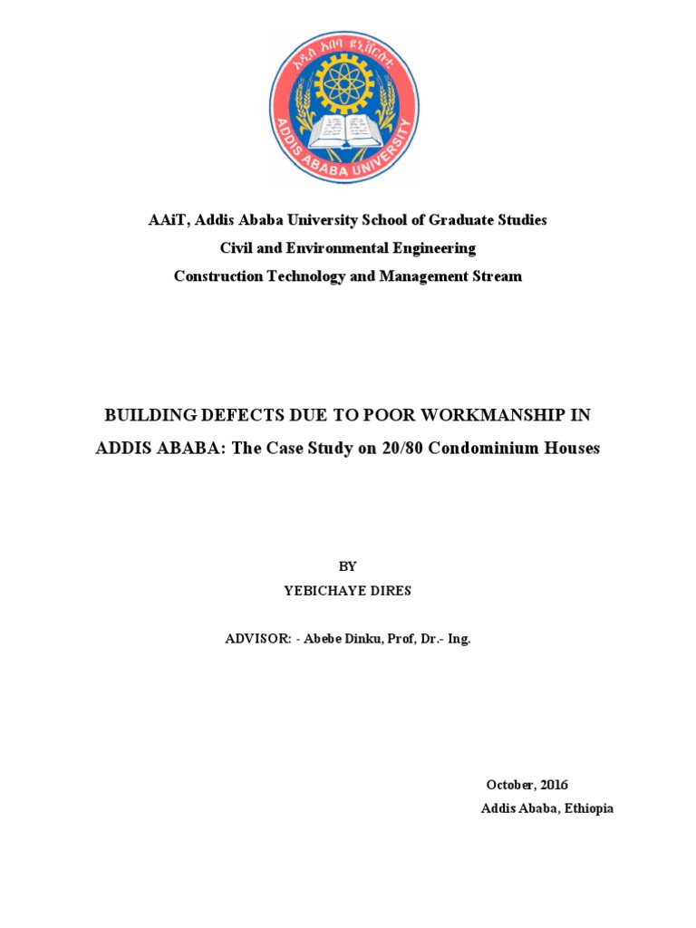 Analysis of Building Defects Due to Poor Workmanship in Addis Ababa: A ...