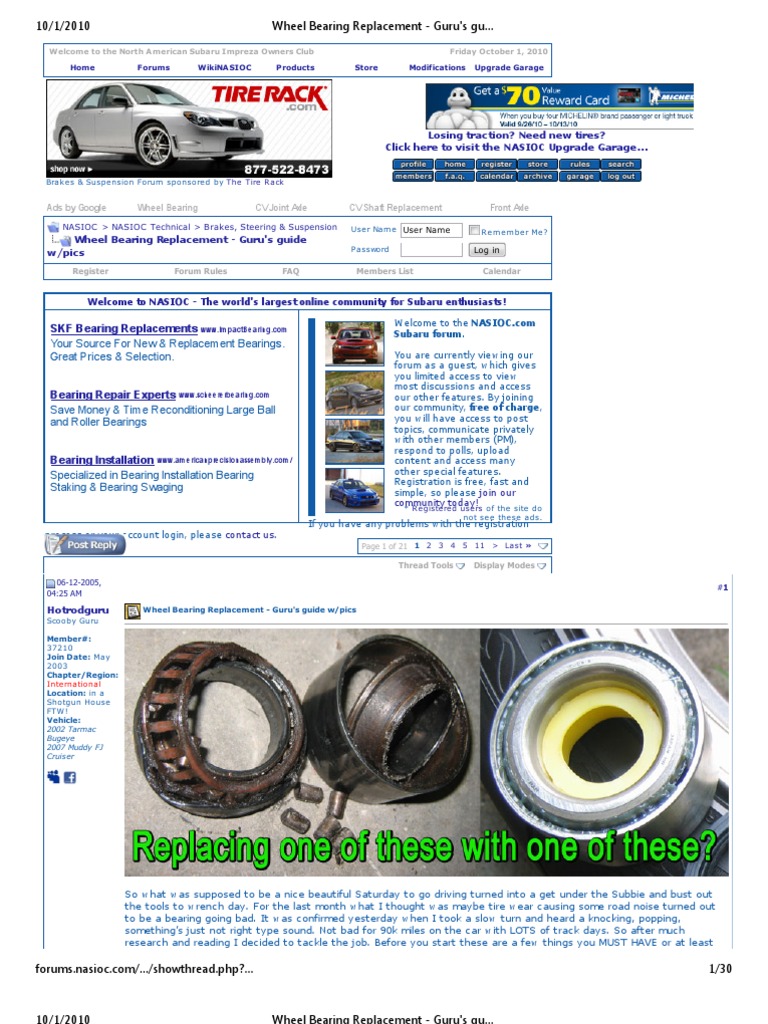 Wheel Bearing Replacement - Guru's Guide W - Pics - NASIOC | PDF | Axle ...