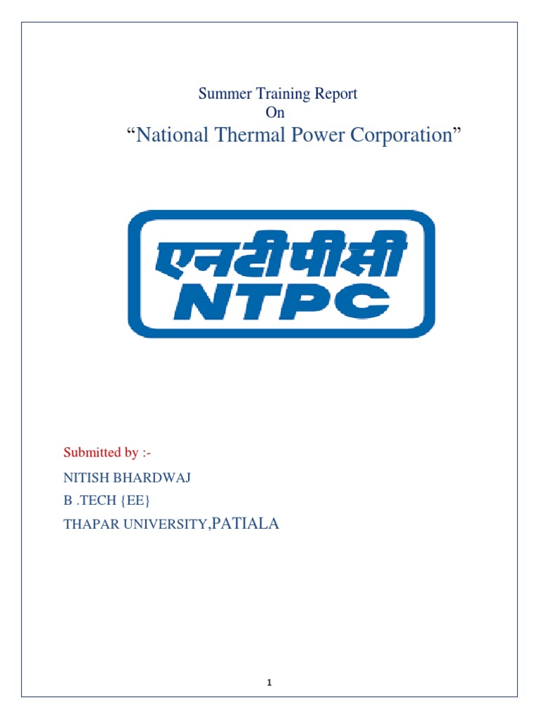 NTPC Barh Summer Training Report Electrical | PDF | Boiler | Steam Engine