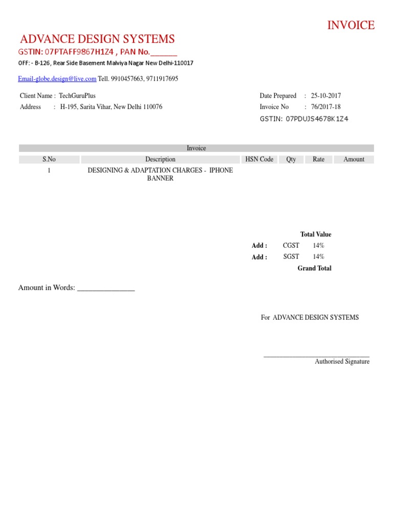 GST Invoice Format | PDF