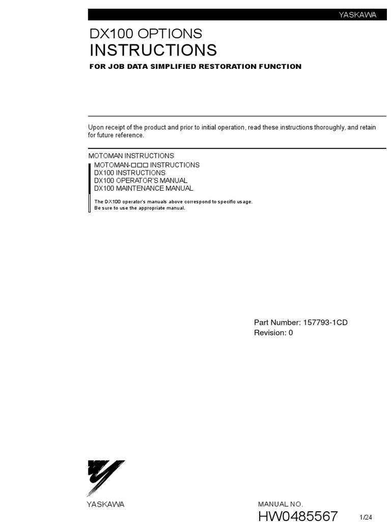 DX100 Job Data Restoration Guide | PDF | Parameter (Computer ...