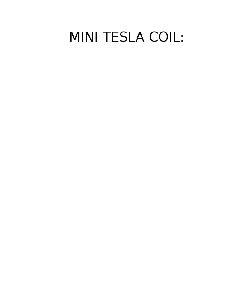 Mini Tesla Coil Project PDF | PDF | Electric Power Transmission | Inductor