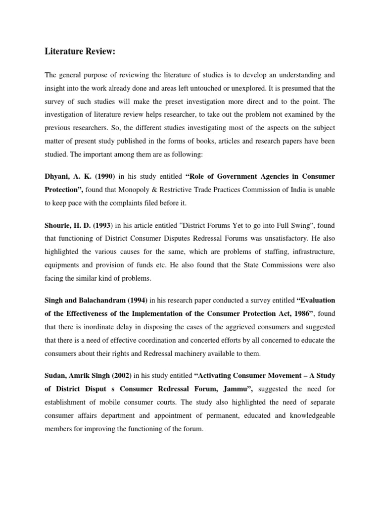 03 Literature Review | PDF | Consumer Protection | Customer Satisfaction