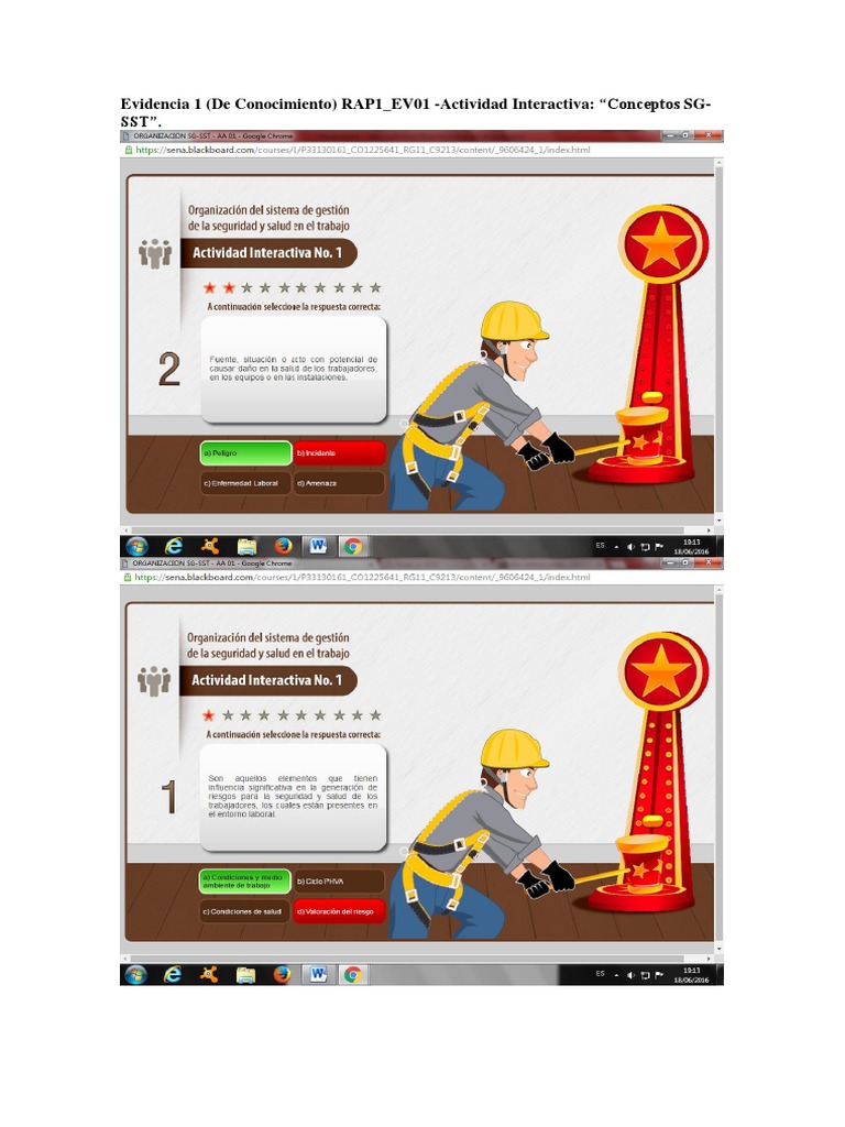 Evidencia 1actividad Interactiva Conceptos SG SST | PDF