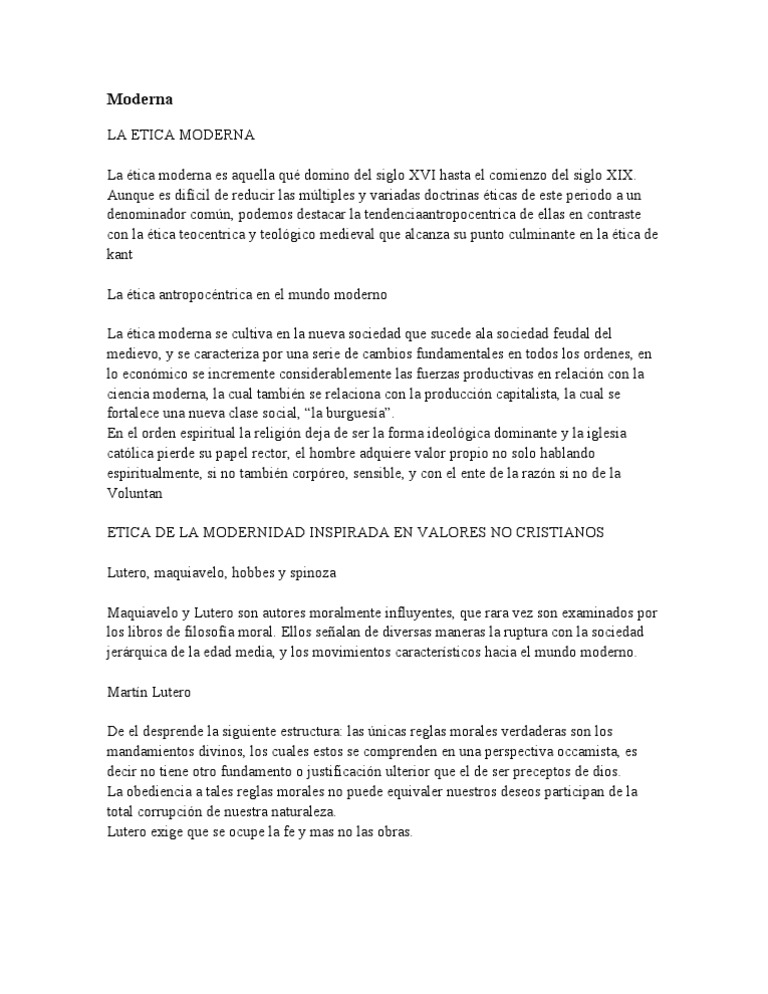 Ética Moderna | PDF