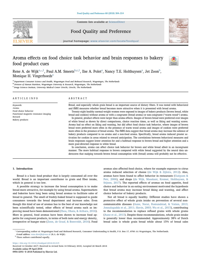 Aroma Effects On Food Choice Task Behavior and Brain Responses T 2018 ...