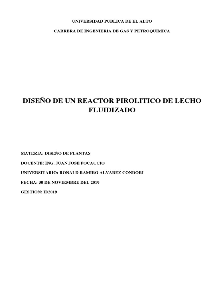 Reactor de Lecho Fluidizado | Descargar gratis PDF | Química | Ciencias fisicas