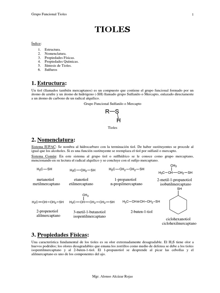 Quimica Organica 05-Tioles | PDF | Tiol | Cisteína
