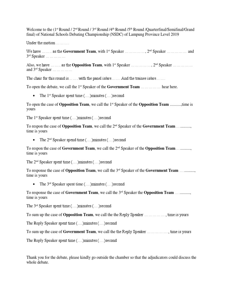 NSDC Lampung 2019 Debate Round | PDF