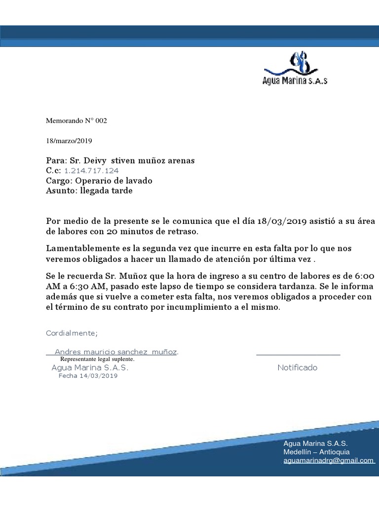 Memorando Por Llegada Tarde | PDF