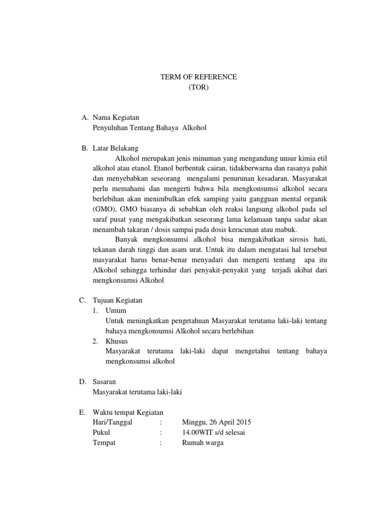 Term of Reference (Tor) | PDF