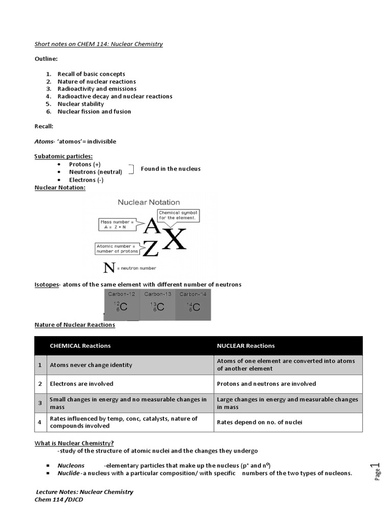 Chem 114 Notes Nuclear Chem | PDF | Nuclear Physics | Atomic Nucleus