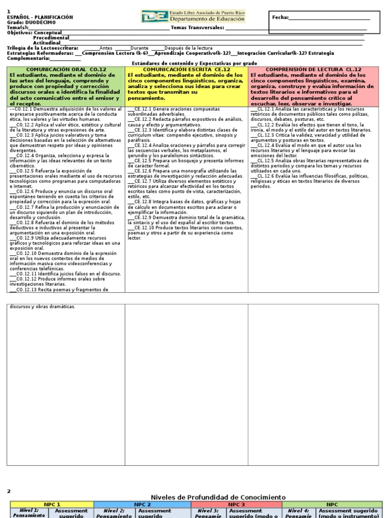 Modelo Plan Duodecimo Grado | PDF | Comunicación | Lingüística