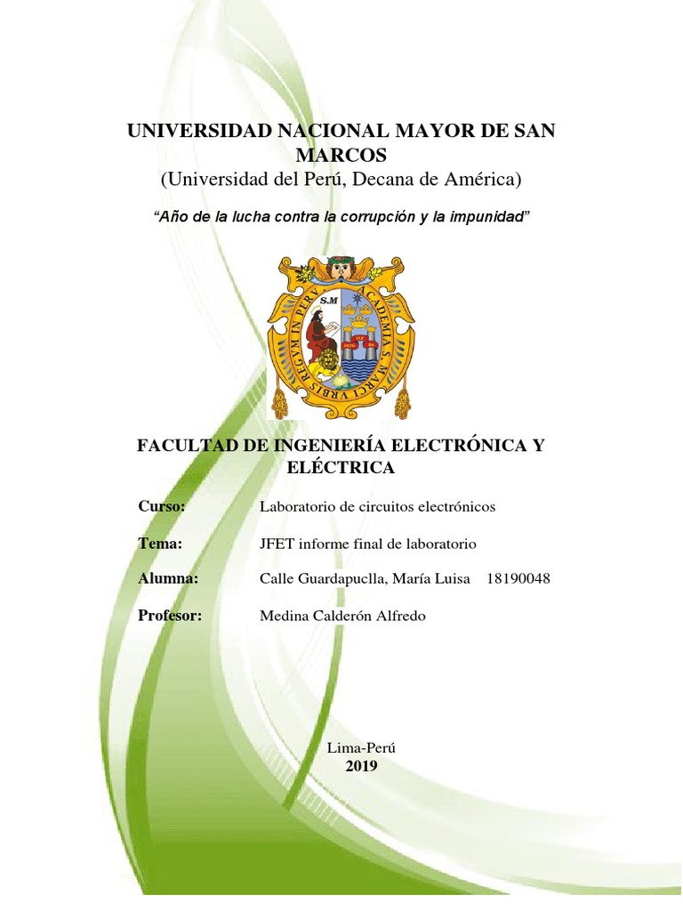 Jfet Informe Final de Labo | PDF | Transistor | Electrónica