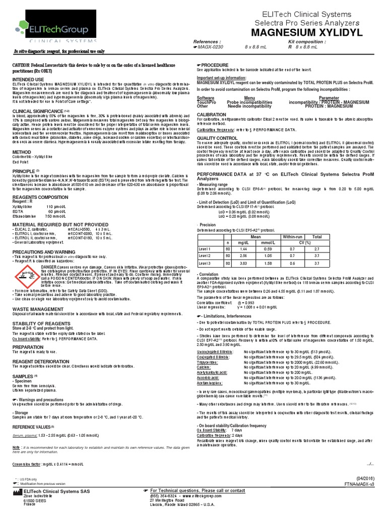 Kit Insert MG PDF | PDF | Magnesium | Clinical Medicine