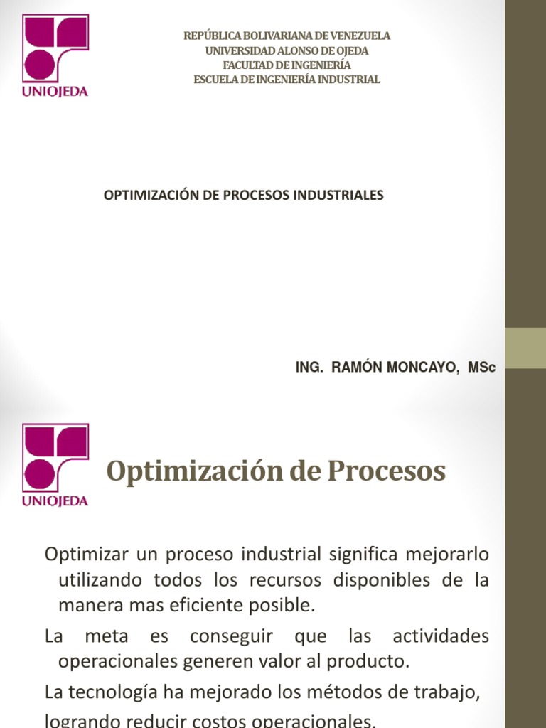 Optimización de Procesos Industriales | PDF | Ingeniería Industrial ...