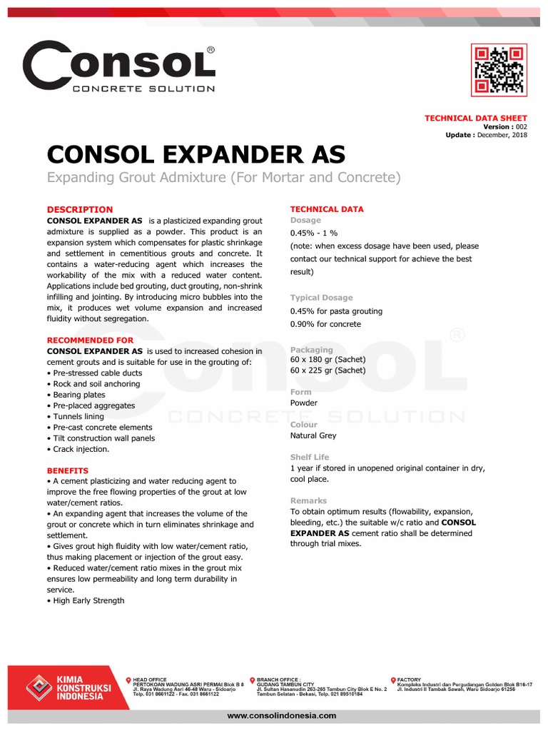 Consol Expander As | PDF | Concrete | Cement
