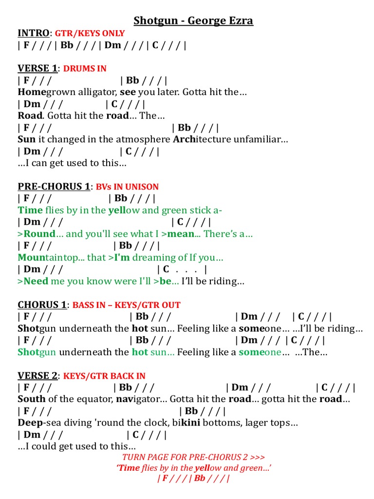 George Ezra - Shotgun | PDF | Song Structure | Songs
