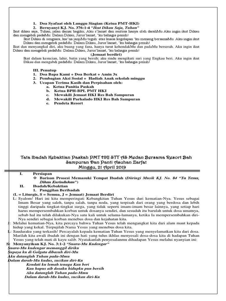 Contoh Tata Ibadah Paskah | PDF