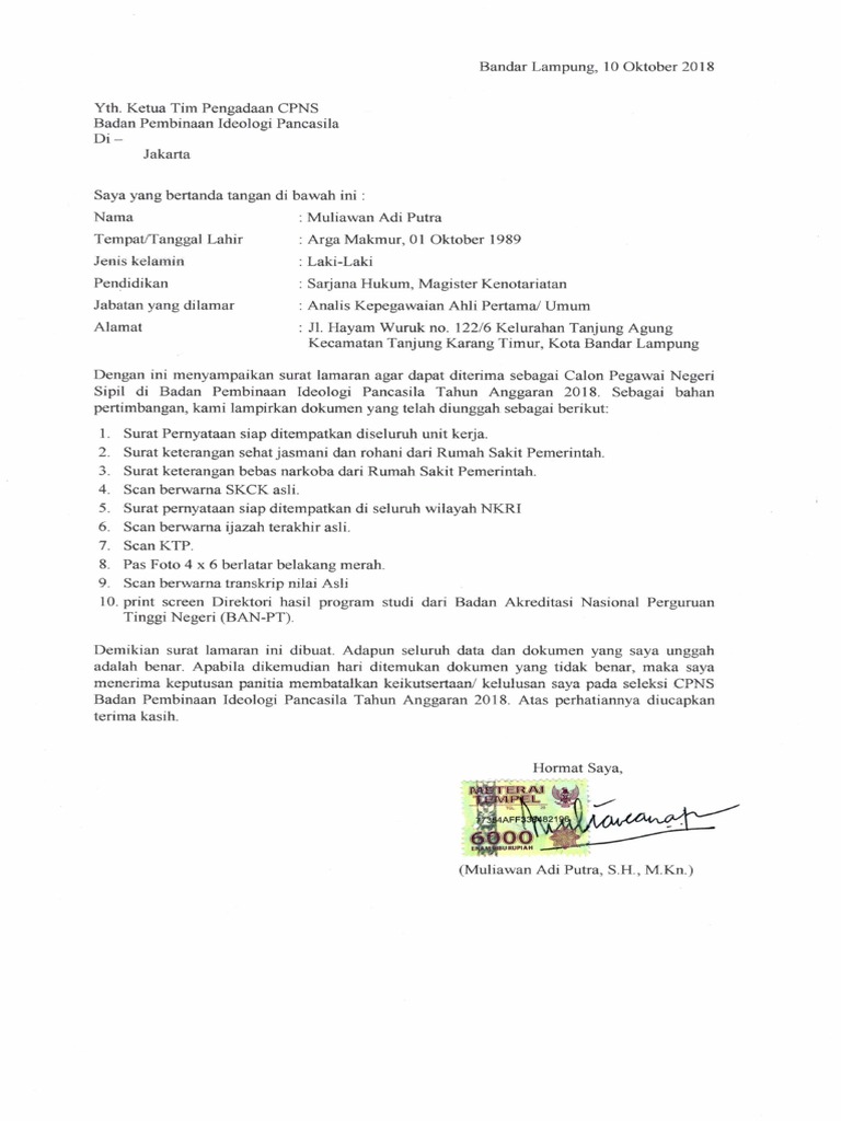 Surat Lamaran Bpip Scan | PDF