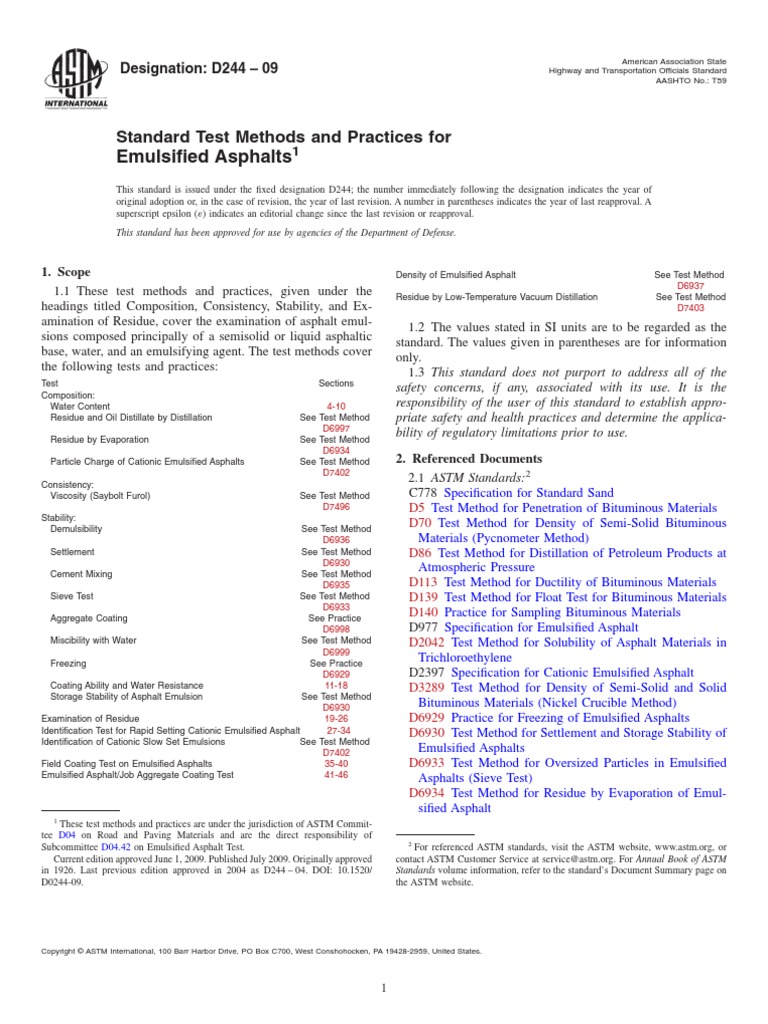 D244 | PDF | Asphalt | Emulsion