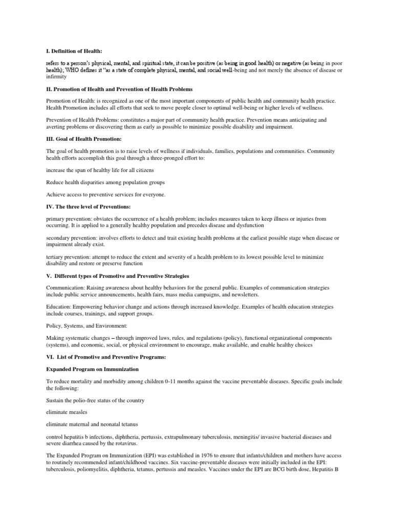 CHN Handout | PDF | Micronutrient | Vaccines