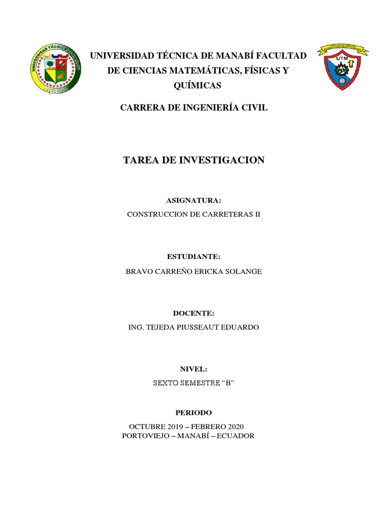 Carátula de Tarea UTM - Ingeniería Civil | PDF