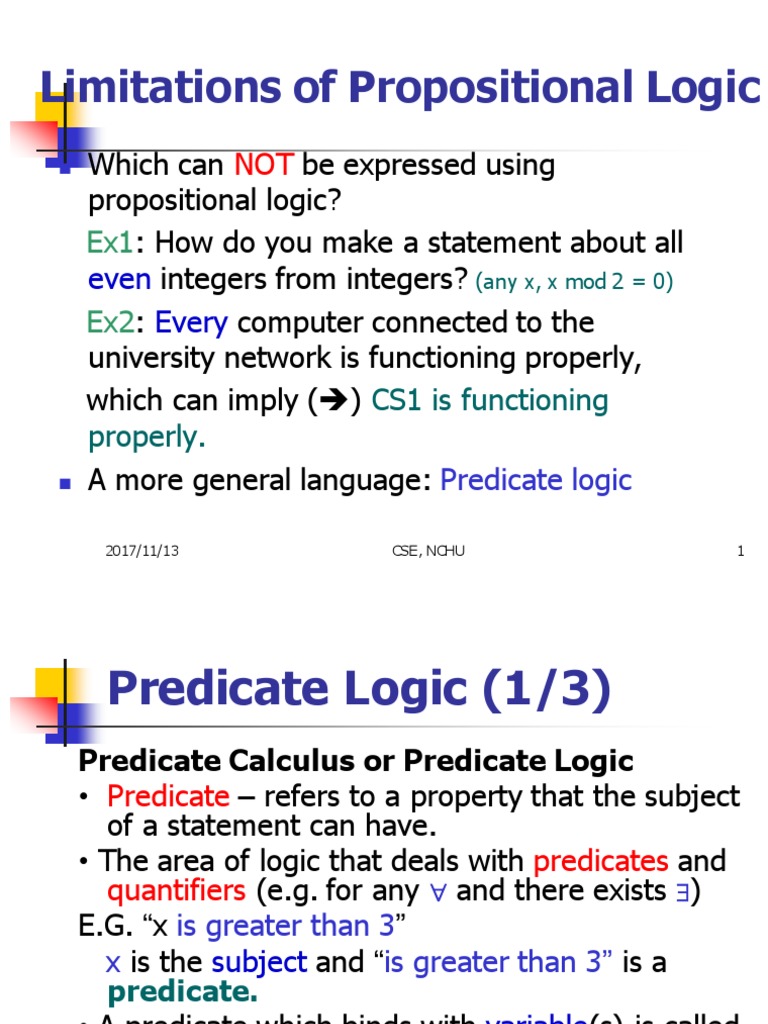 Predicate Logic | PDF | First Order Logic | Argument