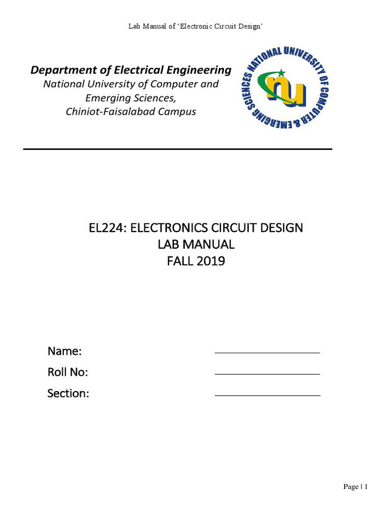 Electronics Circuit Design Lab Manuals | PDF | Amplifier | Capacitor