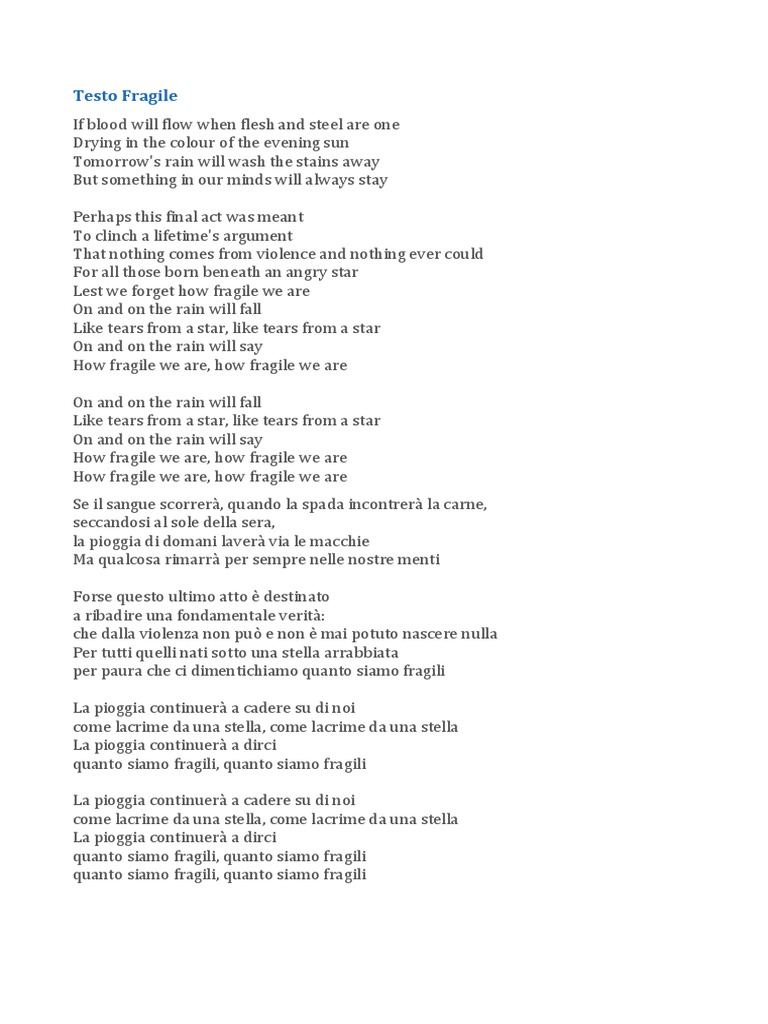 Testo Fragile Sting | PDF