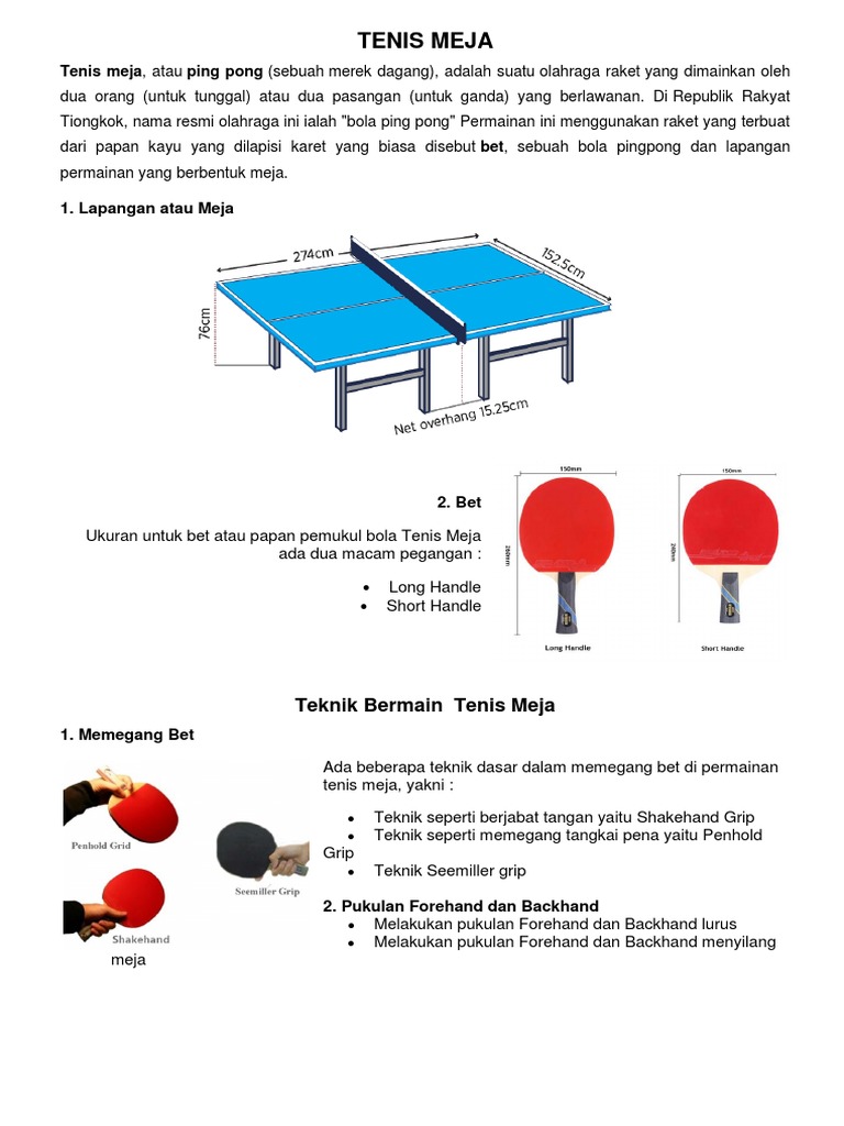 Teknik Dasar dan Peraturan Tenis Meja | PDF