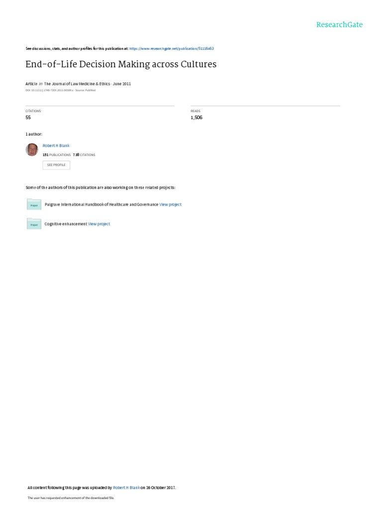 End-Of-Life Decision Making Across Cultures | PDF | Palliative Care ...