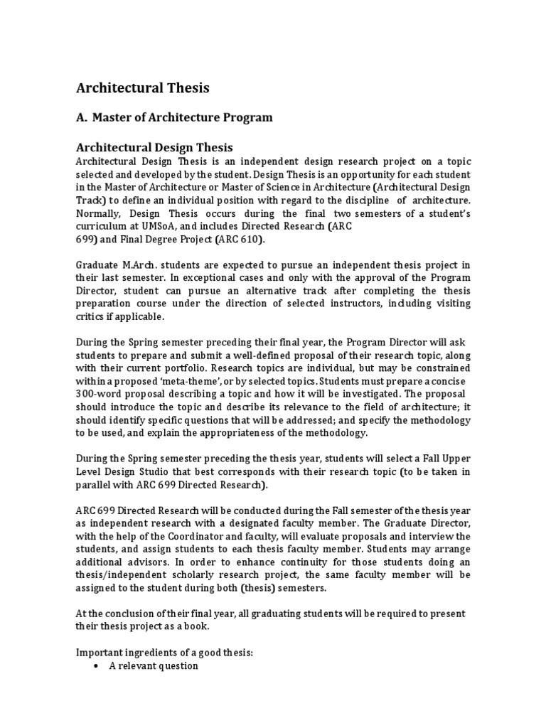 Architectural Thesis | PDF | Thesis | Postgraduate Education