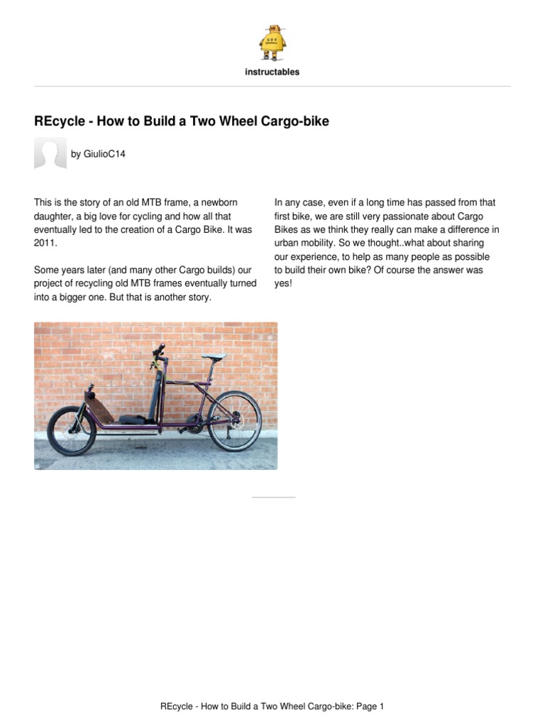 REcycle How To Build A Two Wheel Cargo Bike | PDF | Manufactured Goods ...