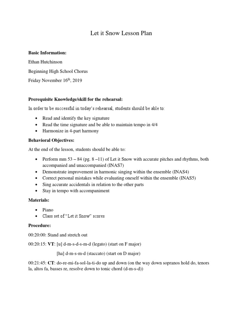 Let It Snow Lesson Plan 2 | PDF