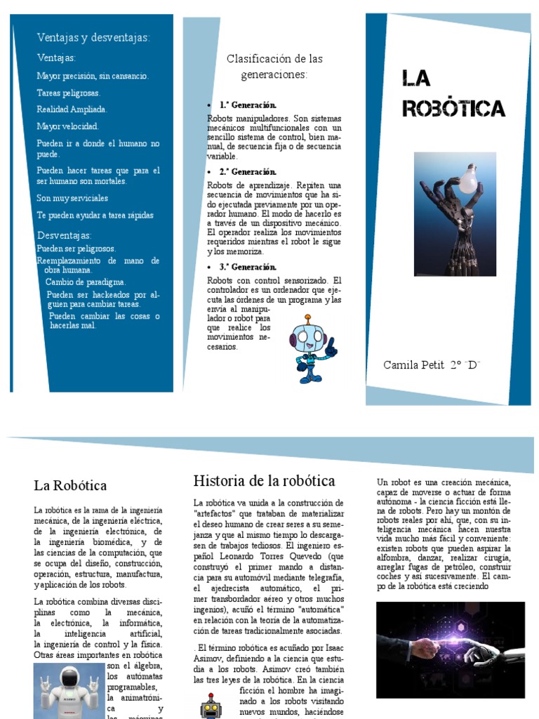 Triptico La Robotica 2.0 | PDF | Robótica | Robot