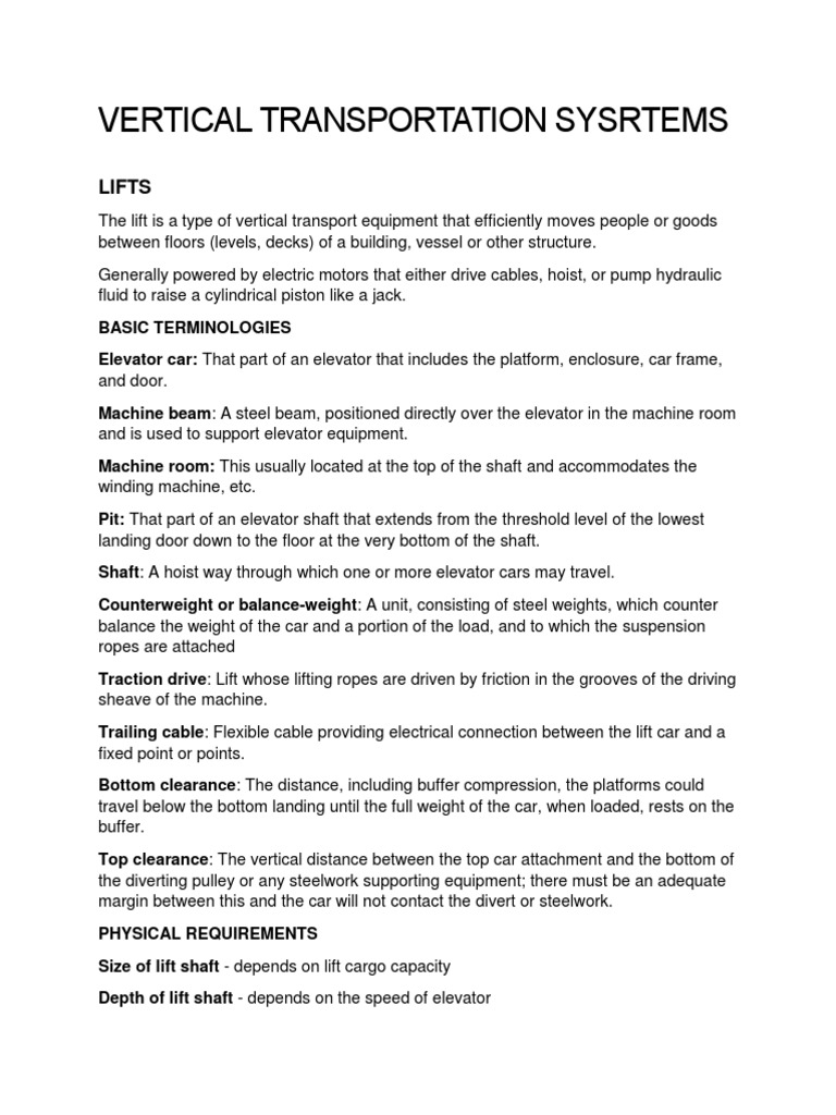Vertical Transportation Systems | PDF | Elevator | Machines