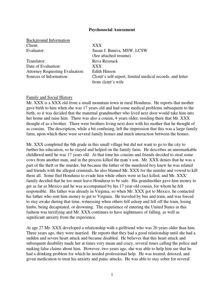 Sample Psych Eval For MAM Hearing - Redacted | PDF | Anxiety ...