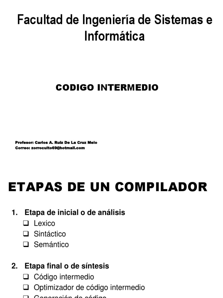 Definición y Ventajas del Código Intermedio | PDF | Compilador ...
